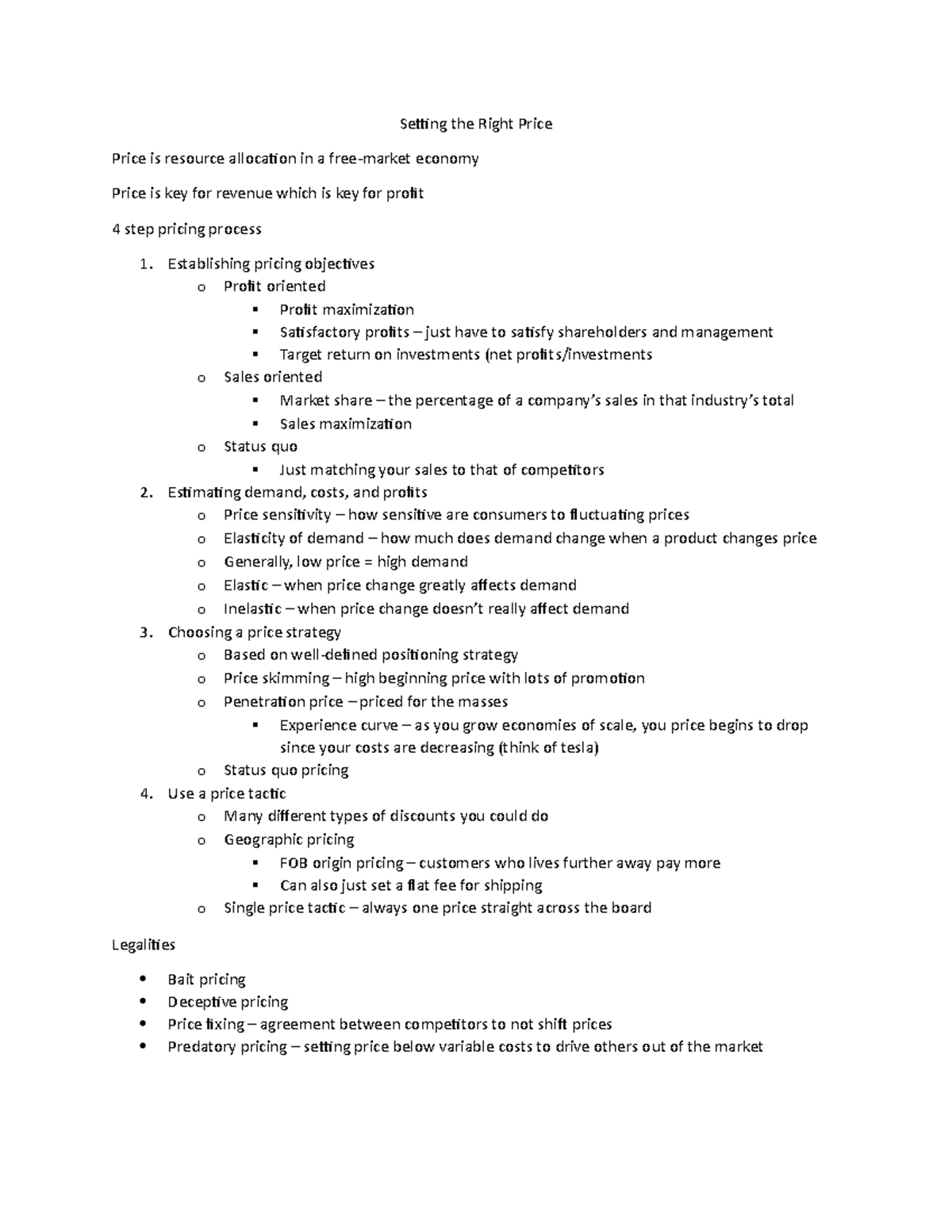 Chapter 13 Price Setting Setting The Right Price Price Is Resource