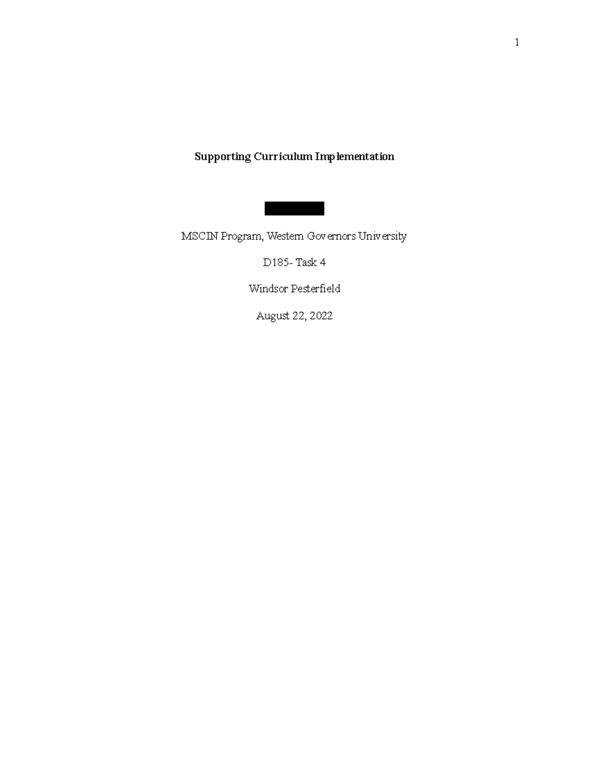 D185- Task 4 - Passed - Supporting Curriculum Implementation Macie ...