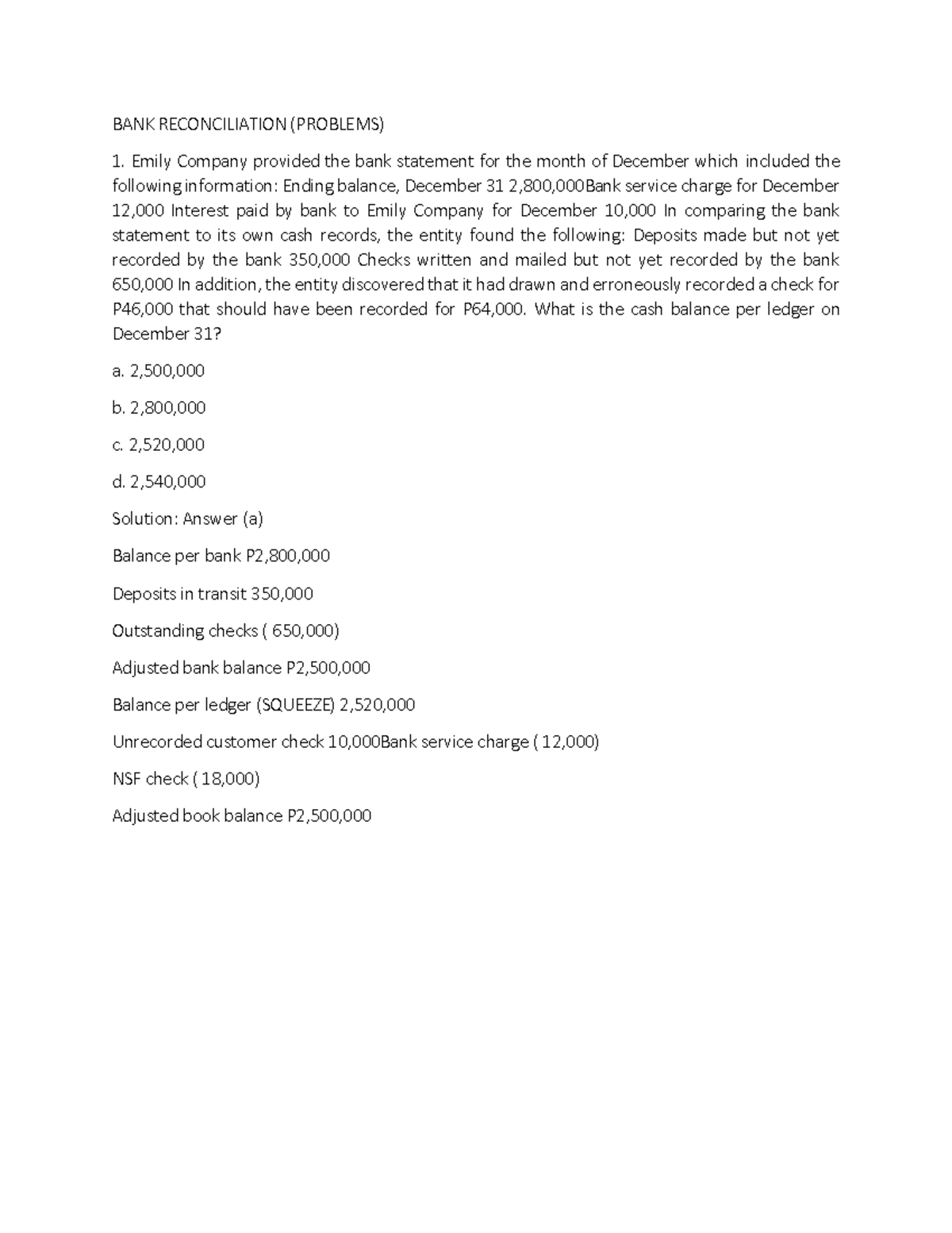 BANK Reconciliation - Intermediate Accounting - BANK RECONCILIATION ...