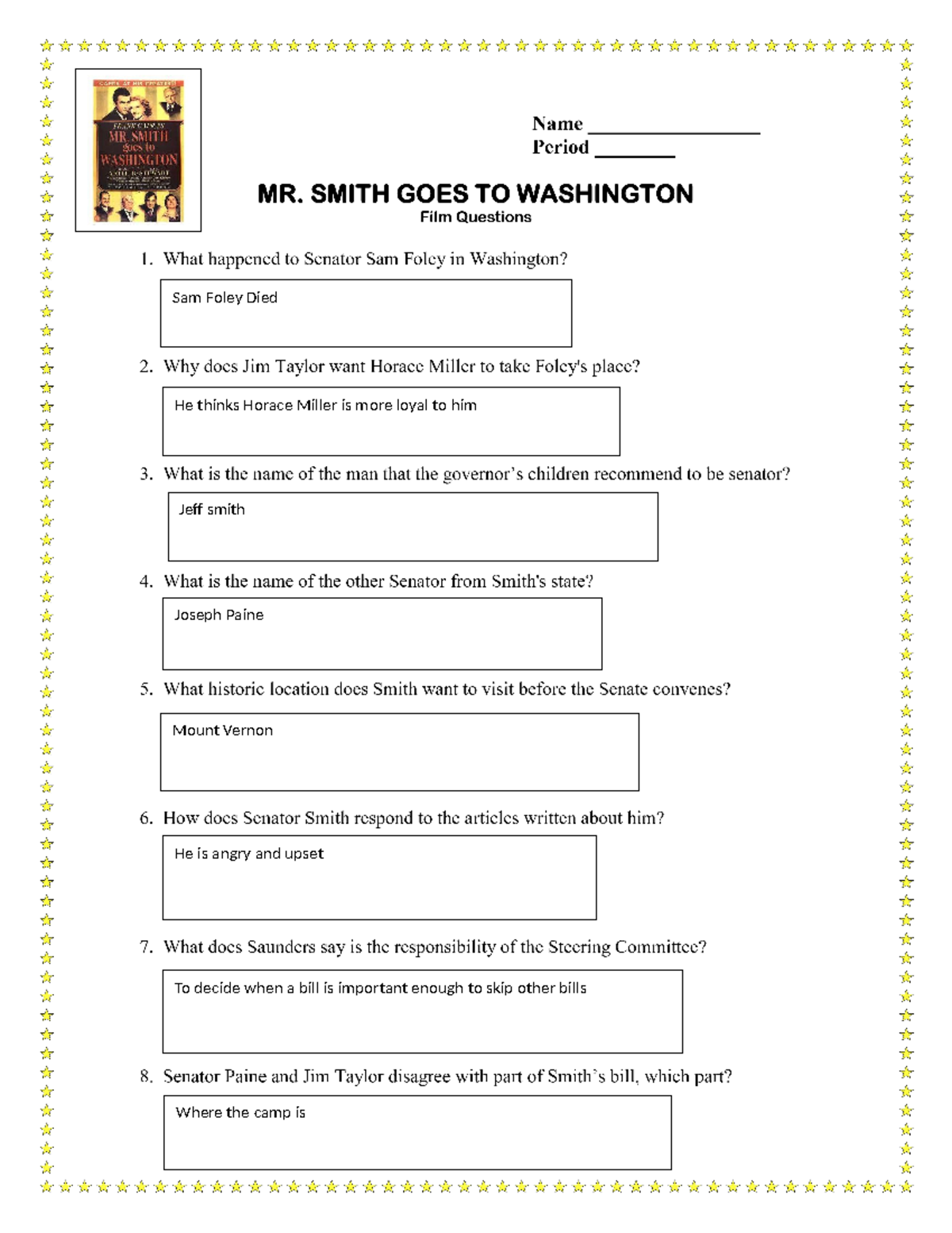 Mr. Smith Goes to Washington - Sam Foley Died He thinks Horace Miller ...