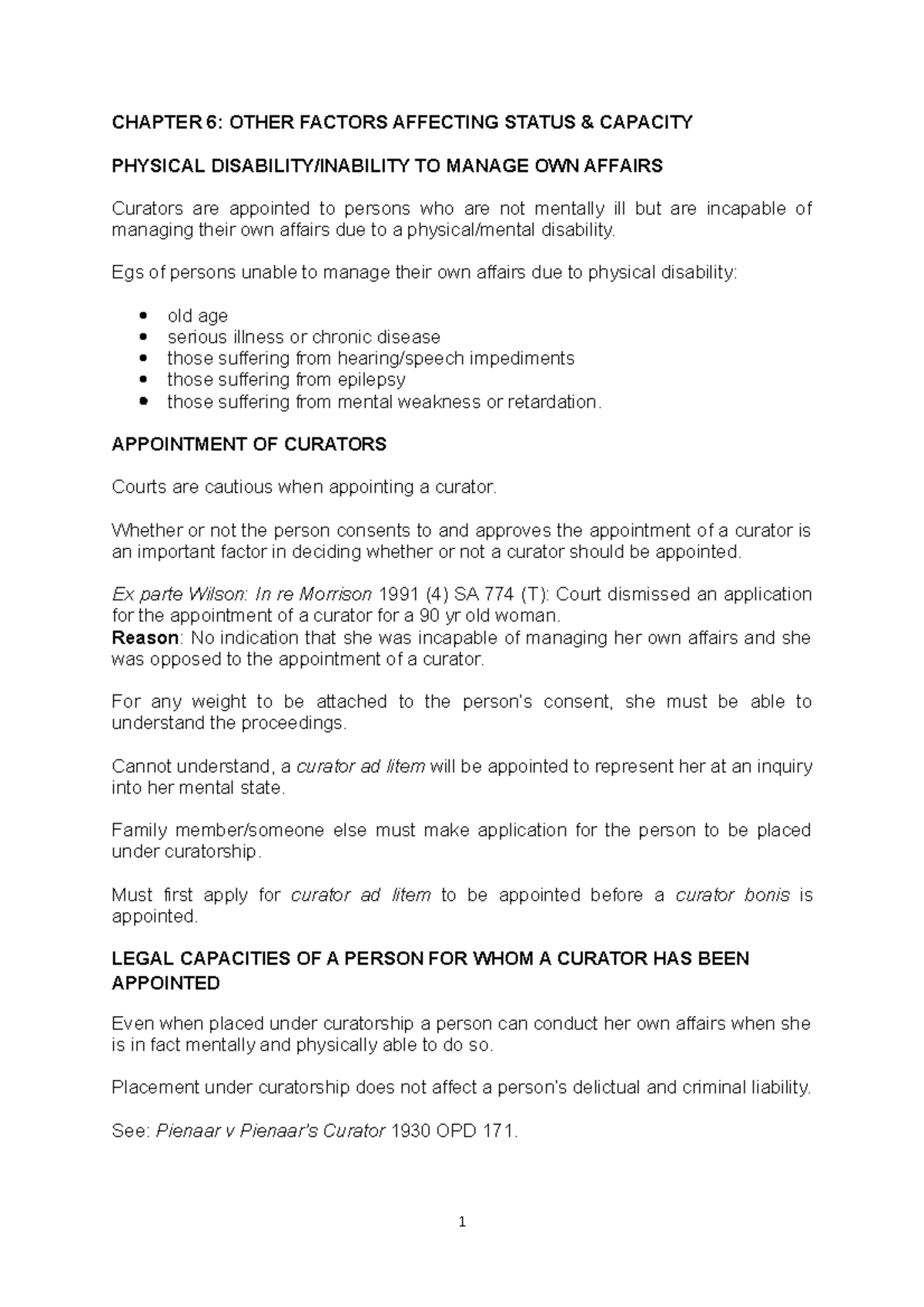CH 6 Physical Disability - CHAPTER 6: OTHER FACTORS AFFECTING STATUS ...