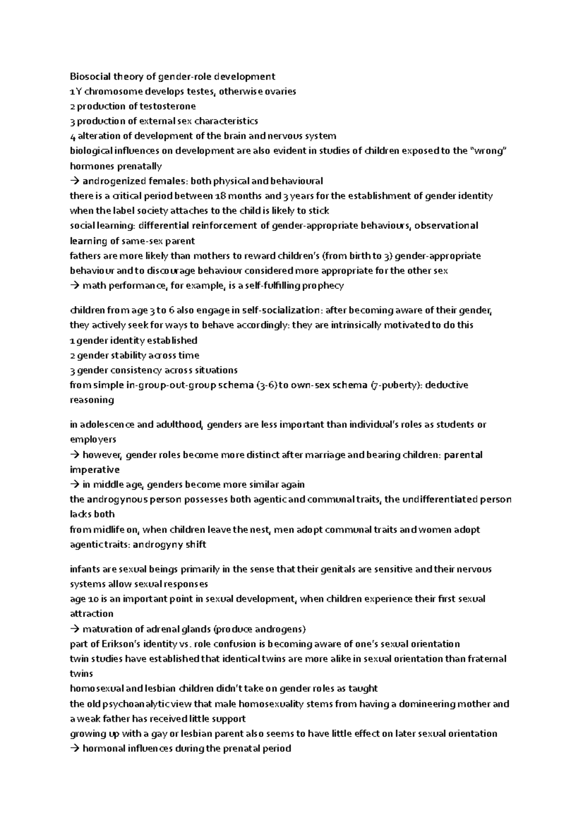 Biosocial theory of gender - role confusion is becoming aware of one’s ...