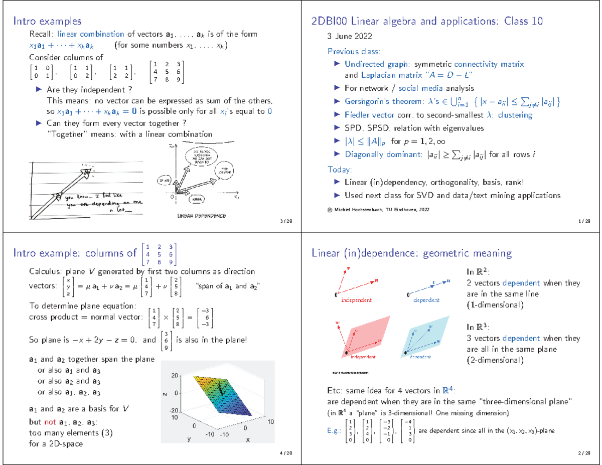 Orthogonality, basis, rank - 2DBI00 Linear algebra and applications ...