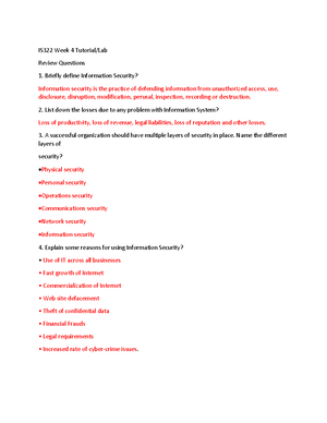 IS322 Week 12 Tutorial and Lab - IS322 Week 12 Tutorial/Lab Review ...