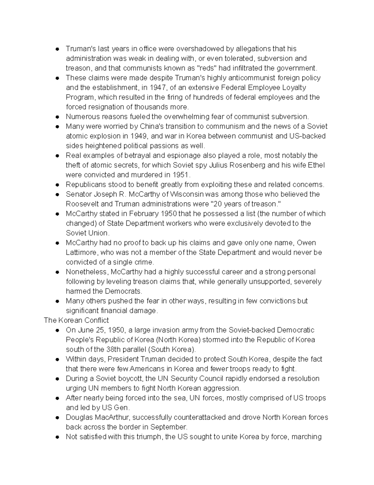 Red Scare and Korean War - Truman's last years in office were ...