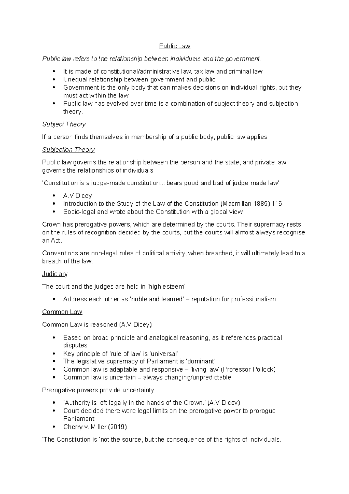 Public Law Lecture 1 Public Law Public Law Refers To The Relationship Between Individuals