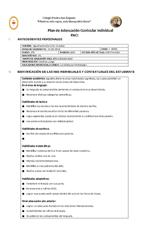 Formato PAEC-MI ejemplo - PAEC-MI (Plan de Acompañamiento Emocional y ...