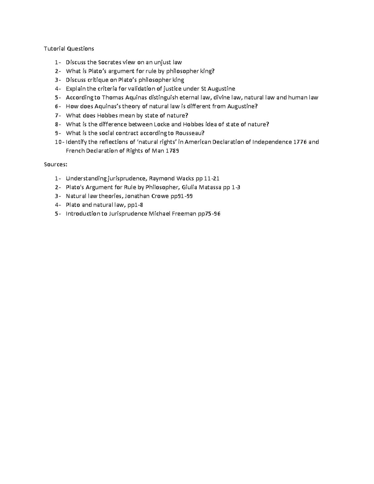 PIL Tutorial 2 law good - Tutorial Questions 1- Discuss the Socrates ...