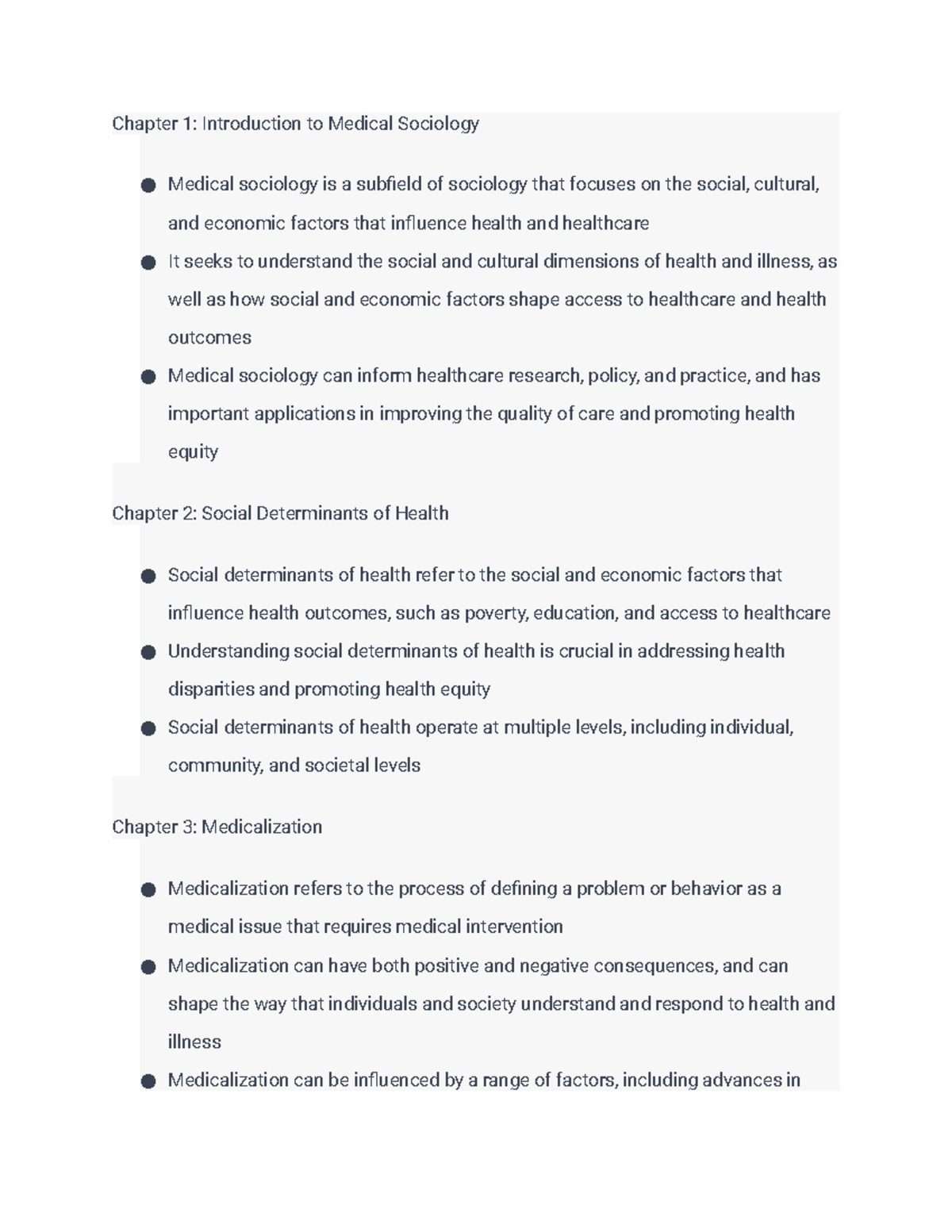 Medical Sociology - Studocu