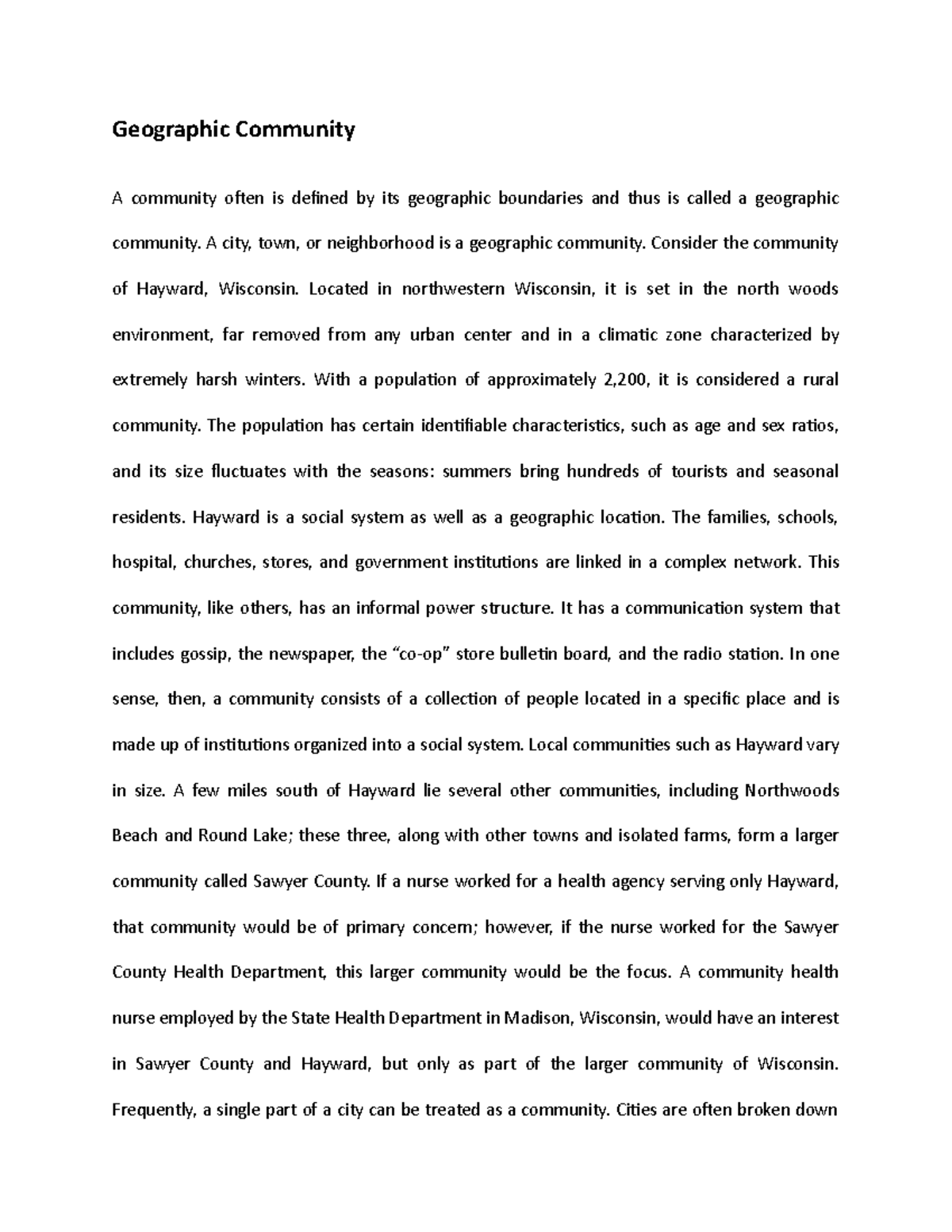 Geographic Community - A city, town, or neighborhood is a geographic ...