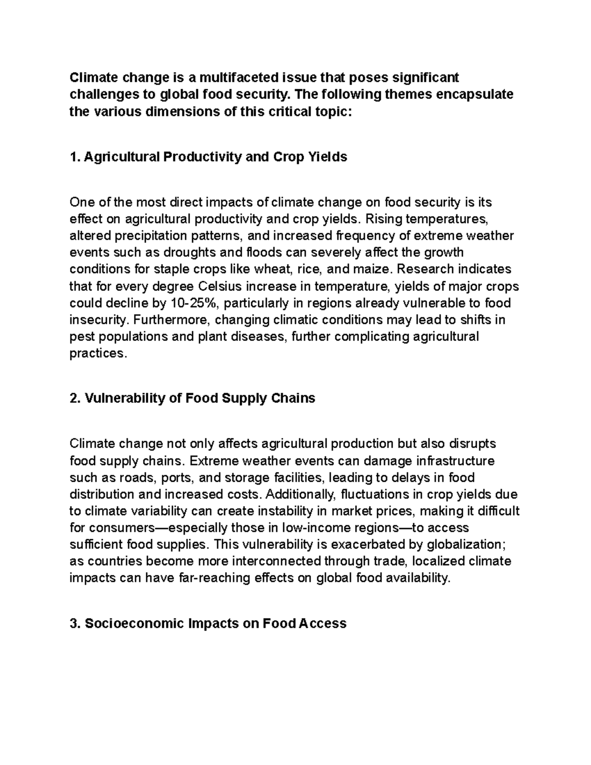 4 themes - lecture notes - Climate change is a multifaceted issue that ...