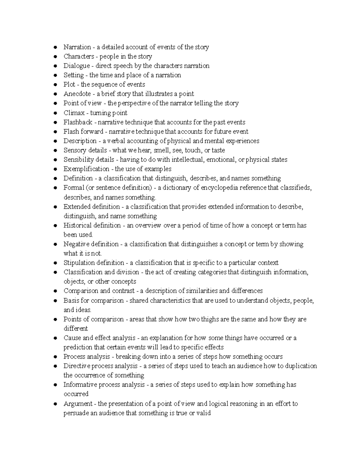 English 110 chapter 15 notes - Narration - a detailed account of events ...