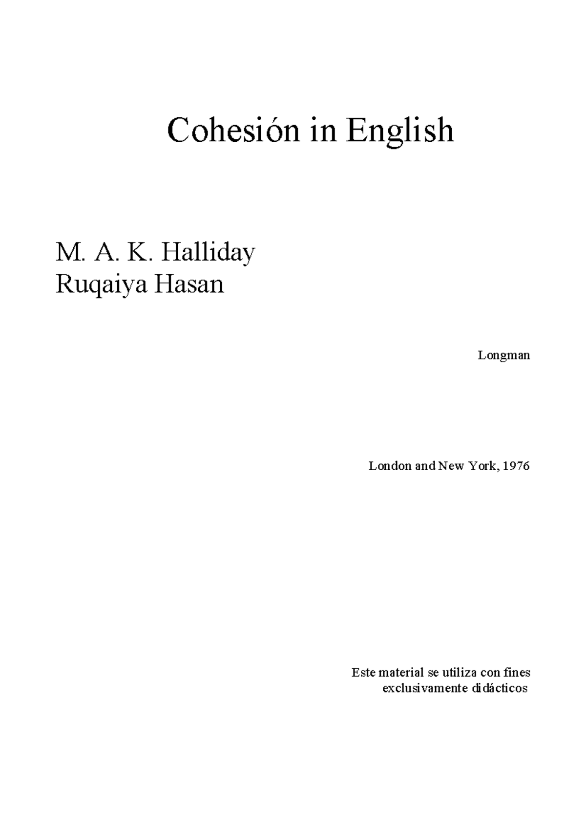 Halliday-hasan-traducciondoc compress - Cohesión in English M. A. K ...