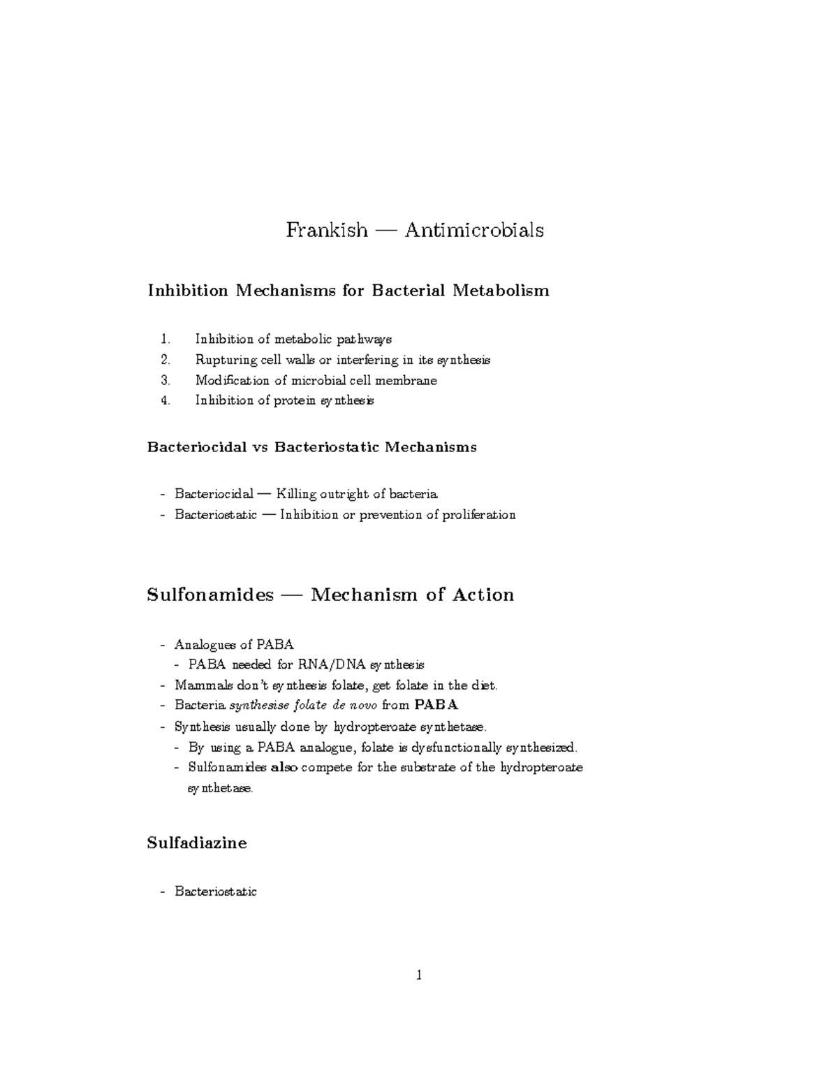 Antimicrobials - A summary of antimicrobial agents - Frankish ...