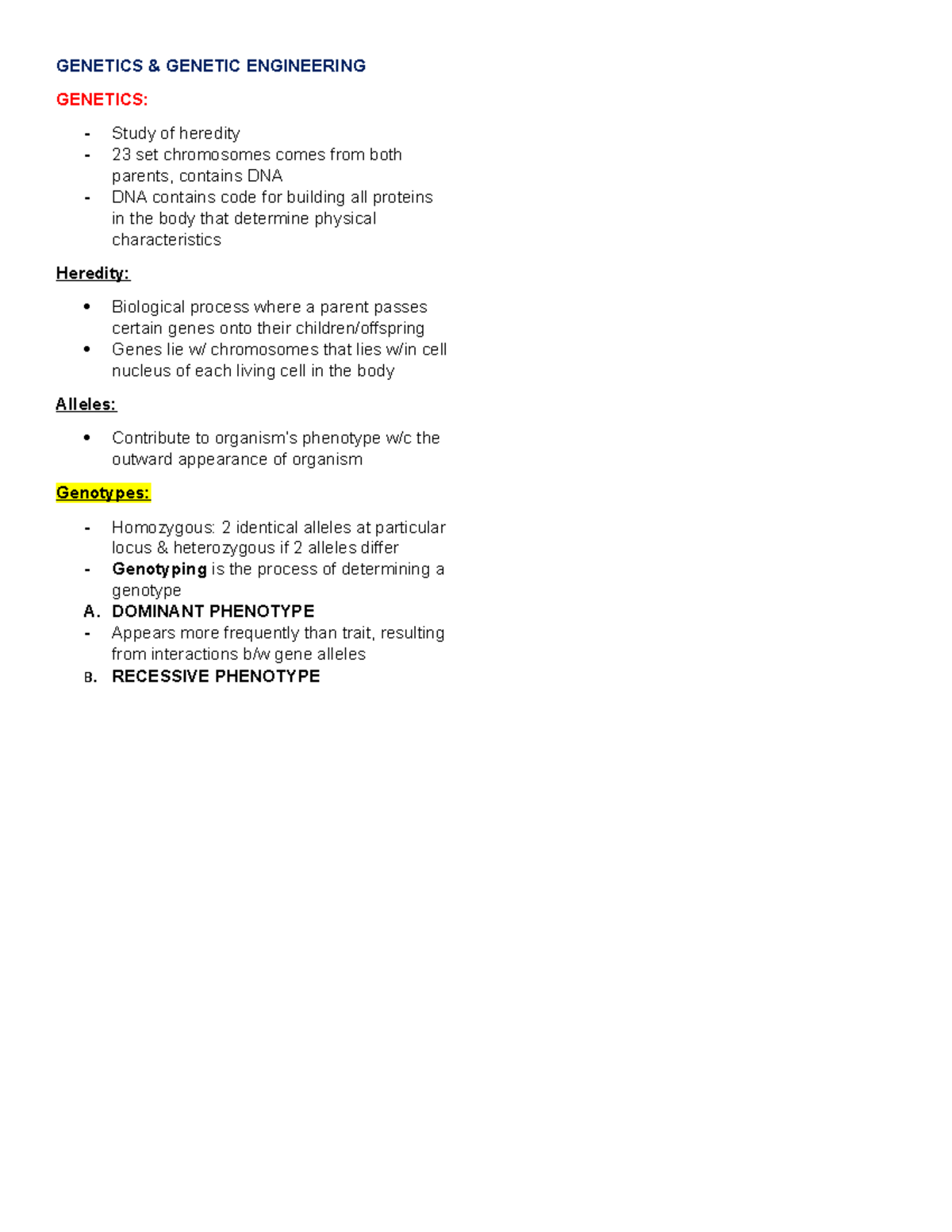 3 - Genetics & Genetic Engineering - GENETICS & GENETIC ENGINEERING ...