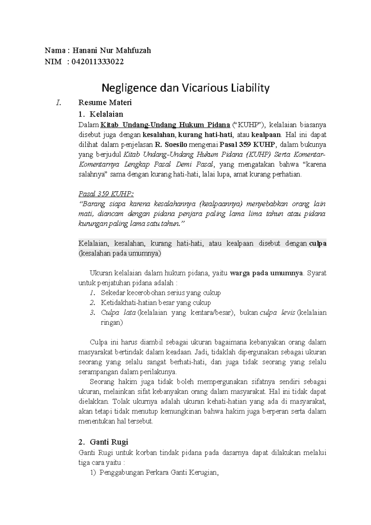 5. resume case (individu) - Nama : Hanani Nur Mahfuzah NIM ...