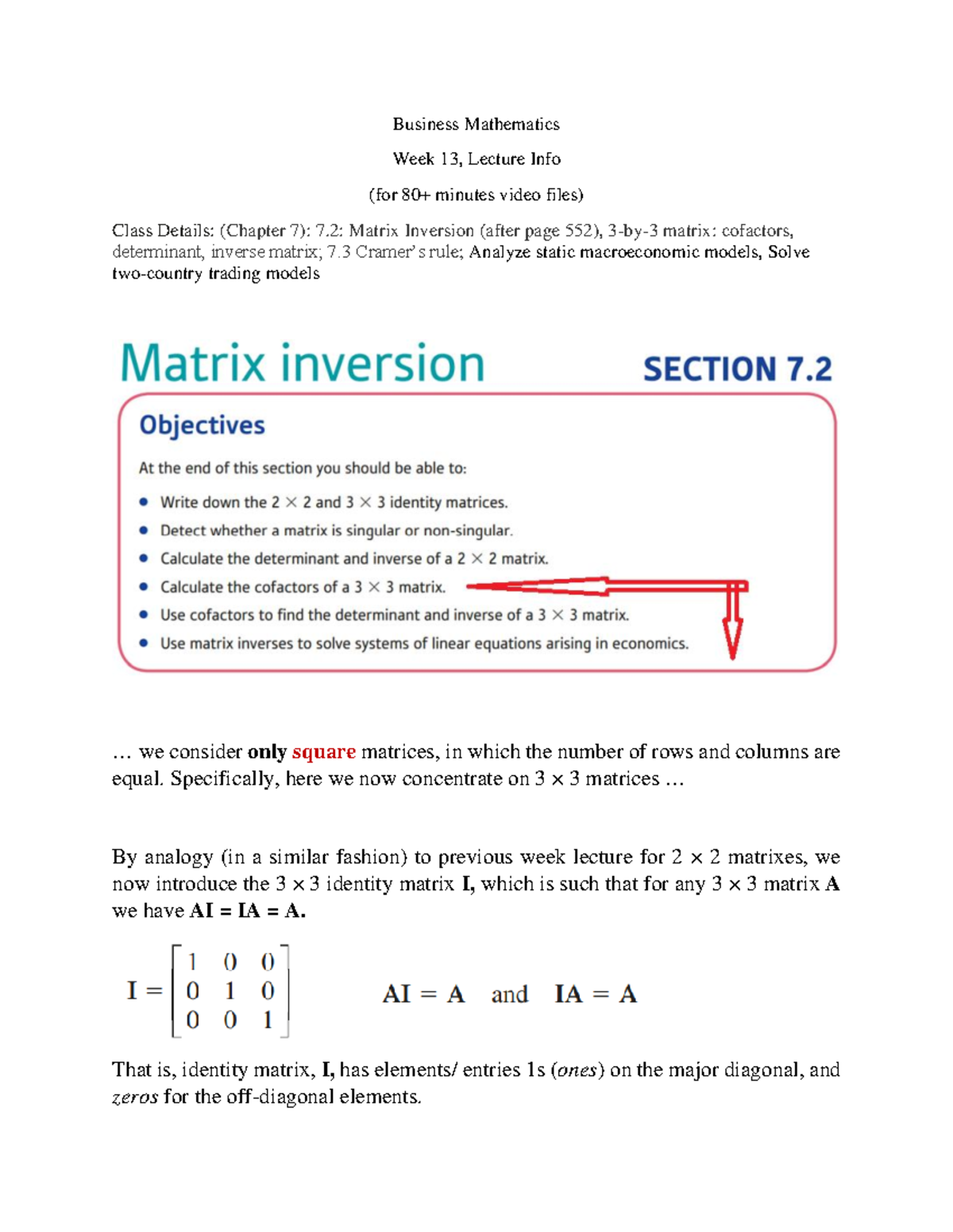 3 - Bus Math W 13 Ls - lecture - Business Mathematics Week 13, Lecture ...