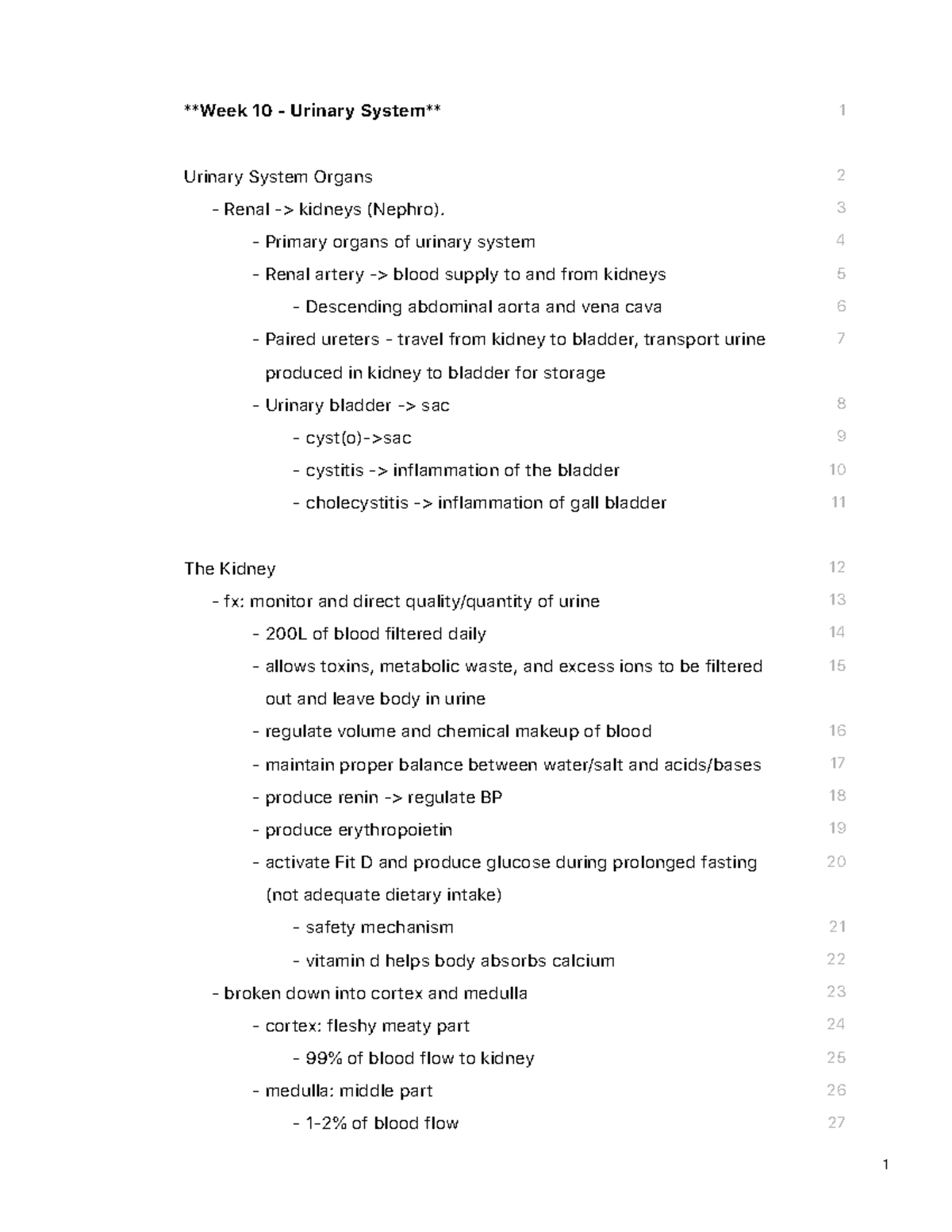 Week 10 - Urinary - Week 10 - Urinary System Urinary System Organs ...