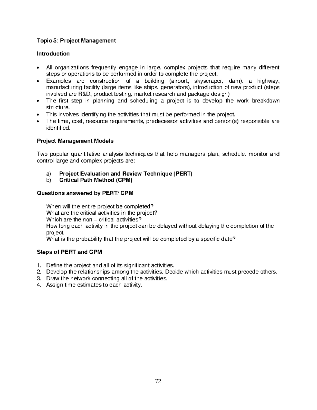 Project Management - Topic 5: Project Management Introduction All ...