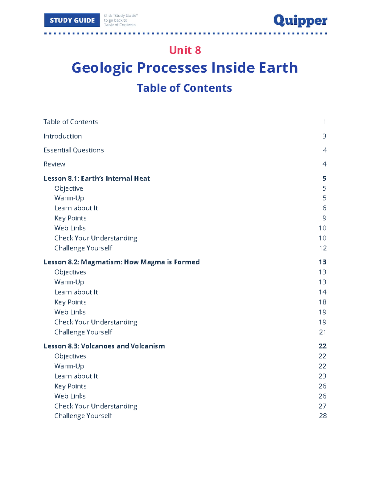 Unit-8-Geologic-Processes-Inside-The-Earth - Geologic Processes Inside Earth - Unit Table of ...