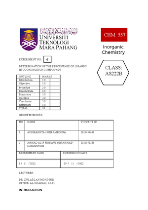 Exp 4 chm 557 - experiment 4 chm557 - (Online Assessment COVID19 ...