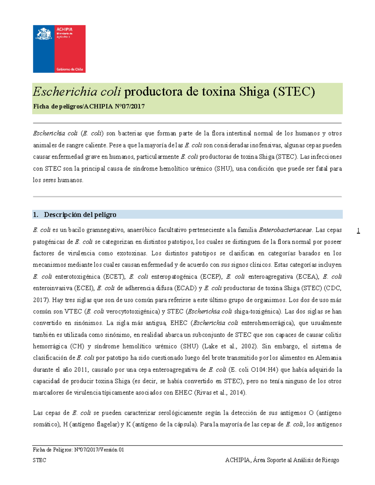 Artículo 2 - Escherichia coli productora de toxina Shiga (STEC) - Ficha ...