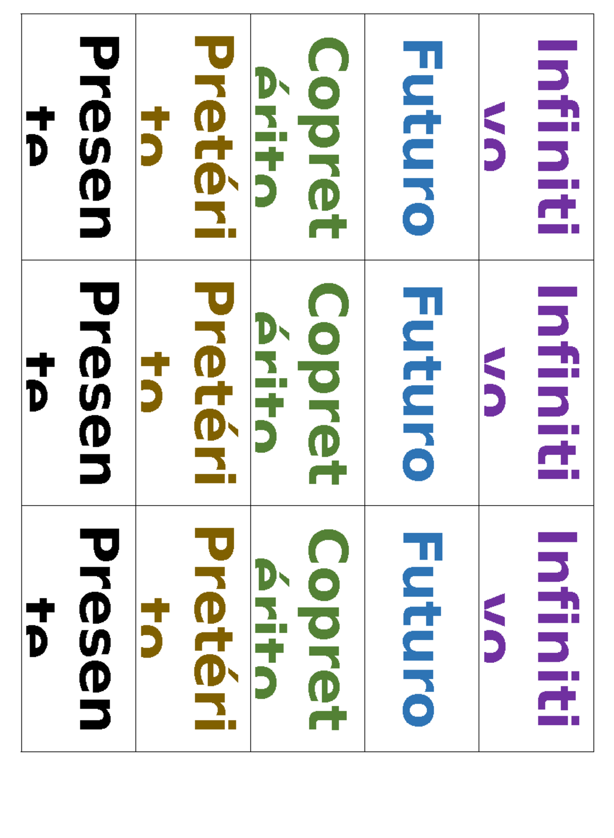 Uno de verbos - para dar clase - Presen te Pretéri to Copret érito Futuro Infiniti vo Presen te ...
