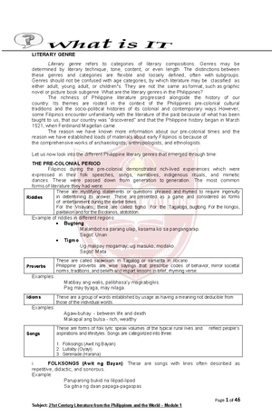 21st Century Literature Module 4 - LITERARY TEXT Literary text refers ...