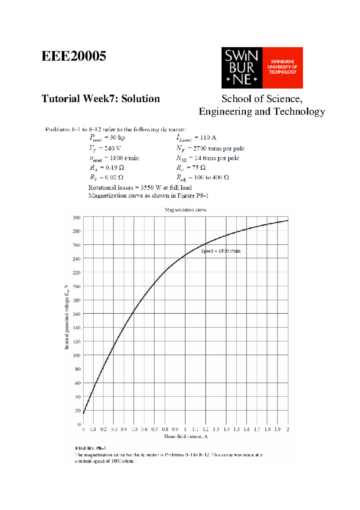 4-Tutorial four solution for Week 7 and 8 - CVE10005 - EEE Tutorial Week 7 : Solution School of ...