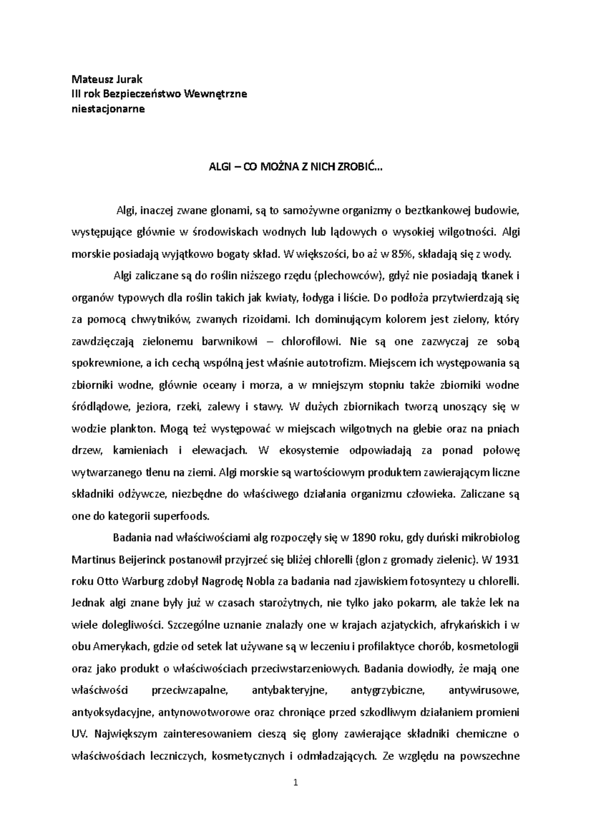 Algi - Mateusz Jurak III rok Bezpieczeństwo Wewnętrzne niestacjonarne ...