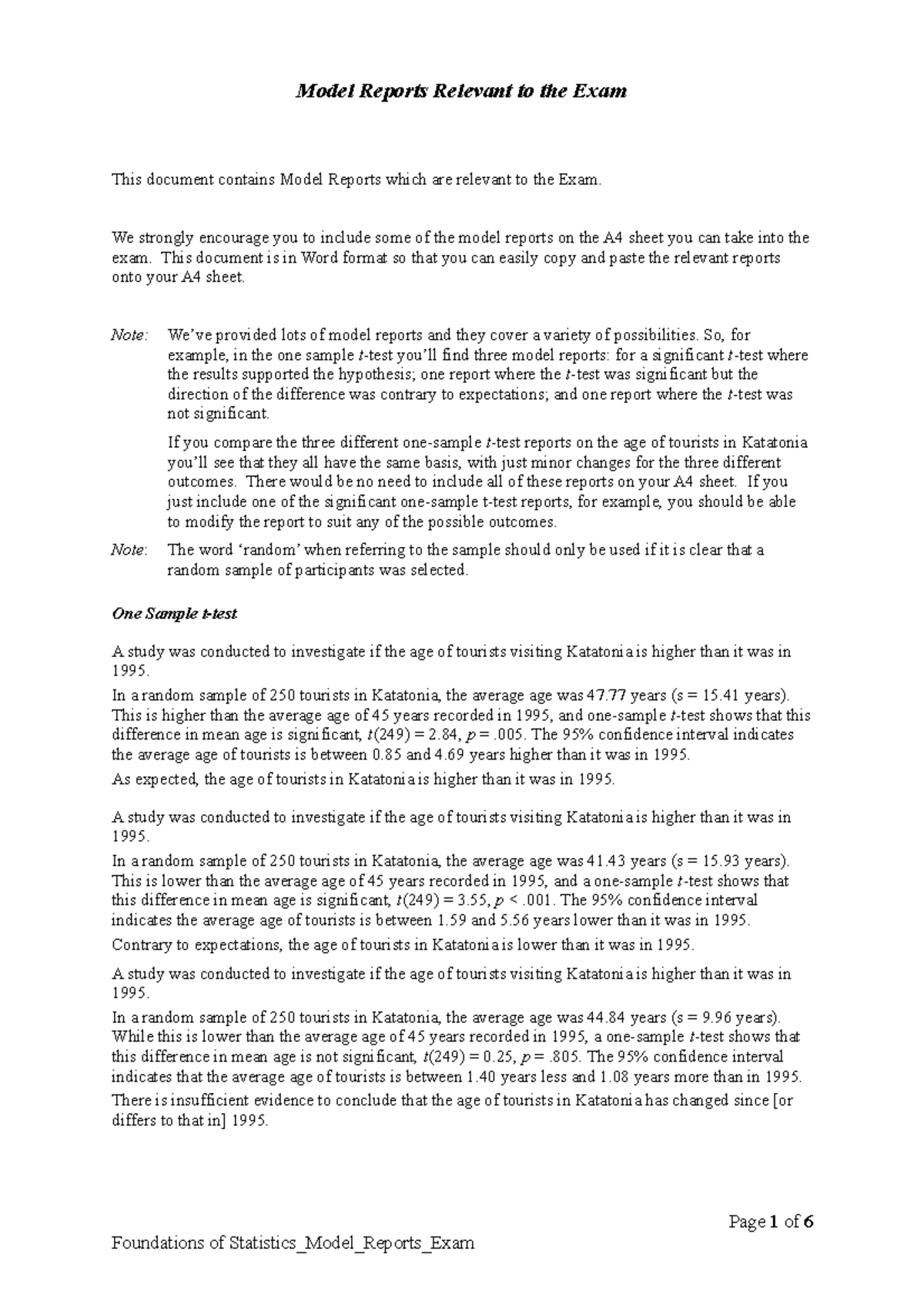 Model Reports - We strongly encourage you to include some of the model ...