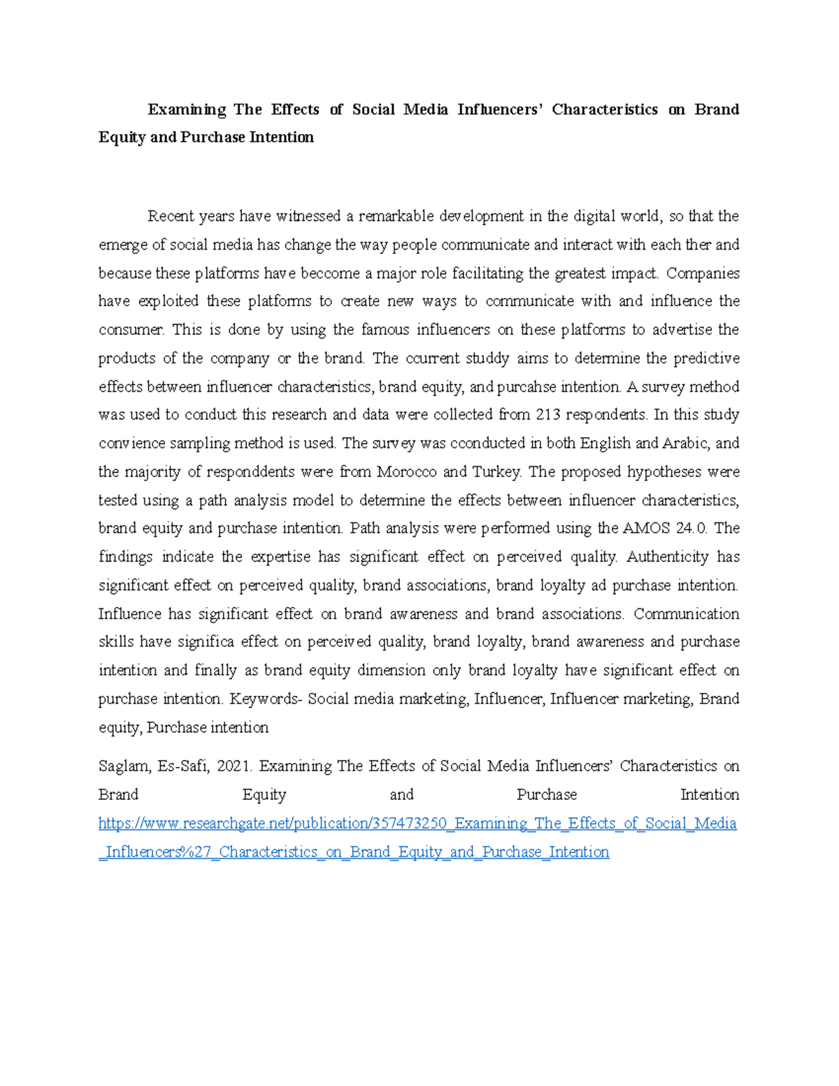 Adtlrrl - rrlulet - Examining The Effects of Social Media Influencers’ Characteristics on Brand ...