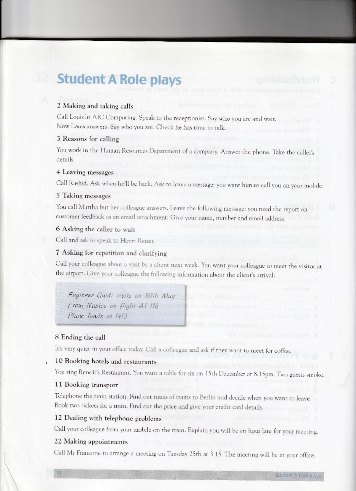 Telephone English - Apuntes inglés - Student A Role plays 2 Making and ...