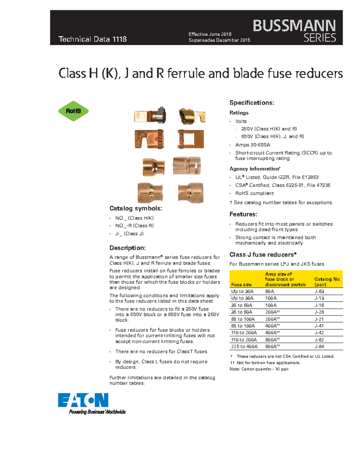 J-26 datasheet - Technical Data 1118 Effective June 2016 Supersedes ...