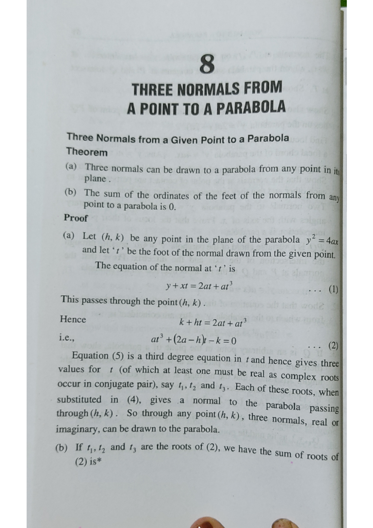 8 - Three normals from apoint to the parabola - Analysis geometry ...