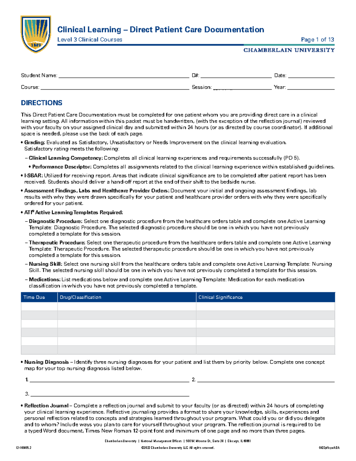 BSN Level 3 Direct Patient Care Documentation updated 4 - Chamberlain ...