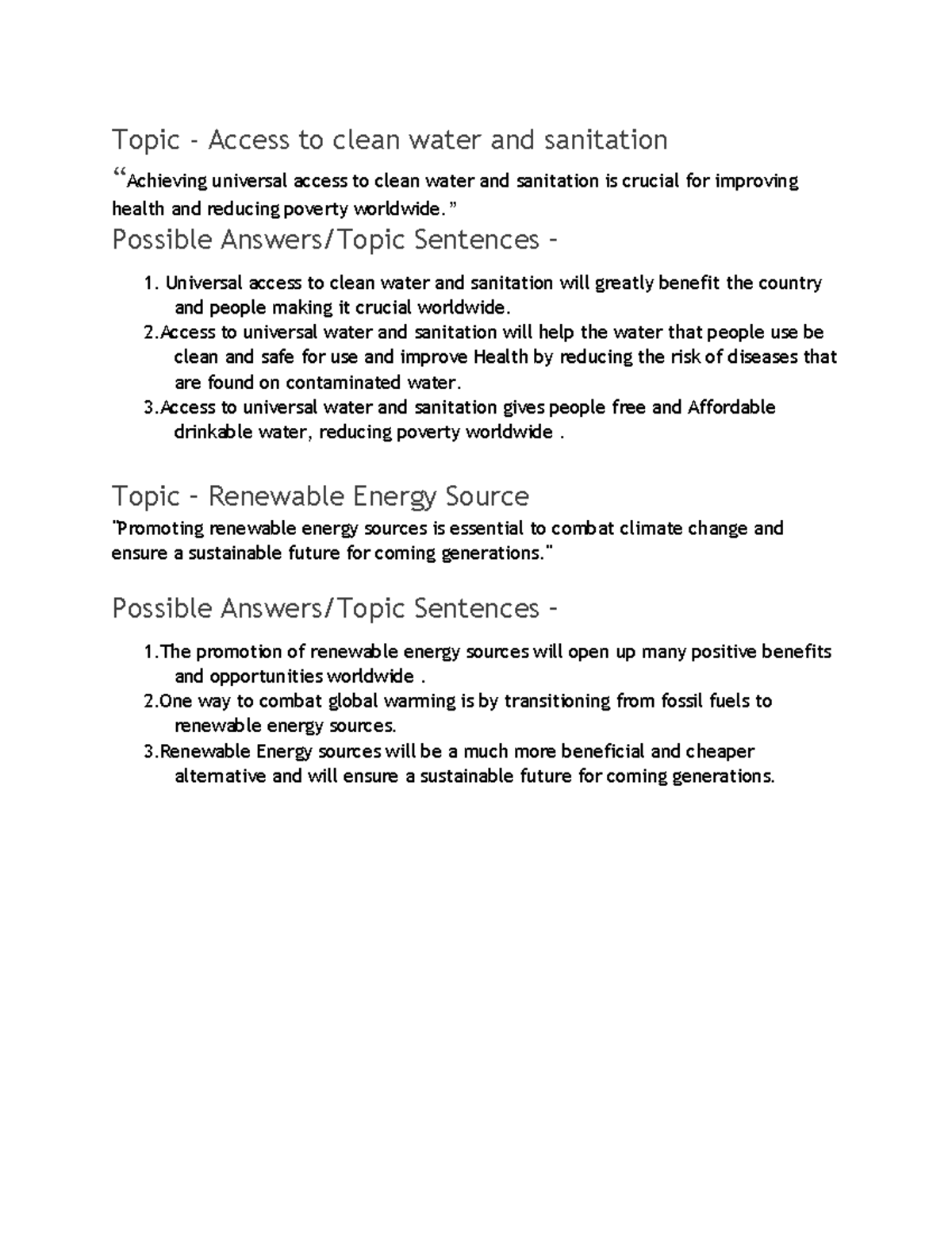 M3L1 Expository - writing activity - Topic - Access to clean water and ...