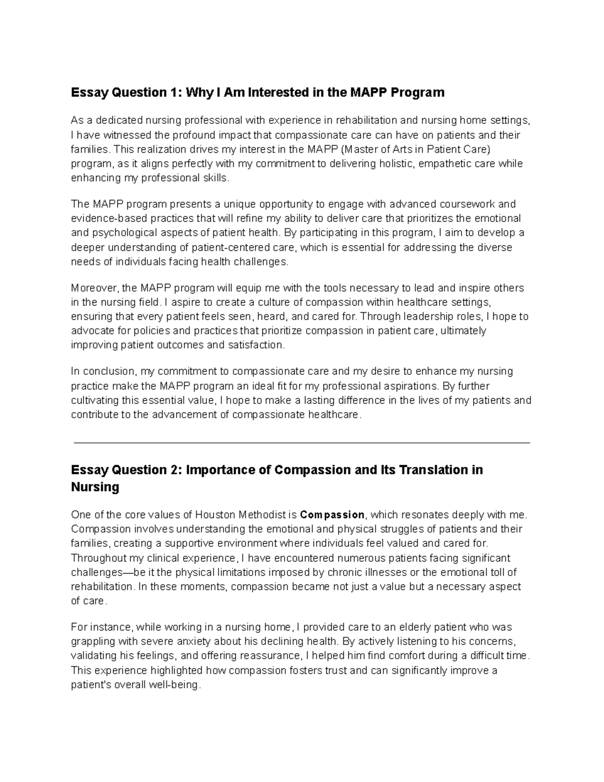 MAPP - Esay Question - n/a - Essay Question 1: Why I Am Interested in the MAPP Program As a ...