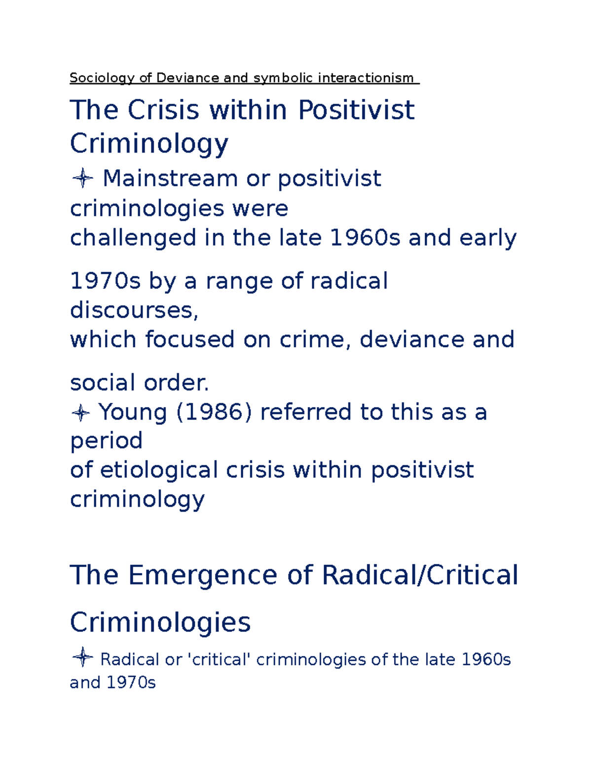 Week 5- criminology deviance - ####### Sociology of Deviance and ...