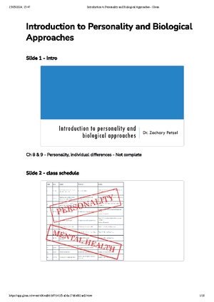 Personality and abnormal psychology lecture notes - Personality and ...