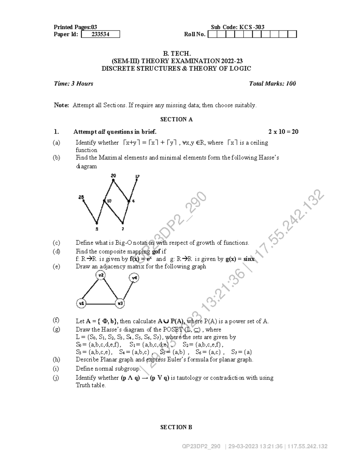 Discrete Structures Theory OF Logic KCS 303 - QP23DP2_ | 29-03-2023 13:21:36 | 117.55. QP23DP2 ...