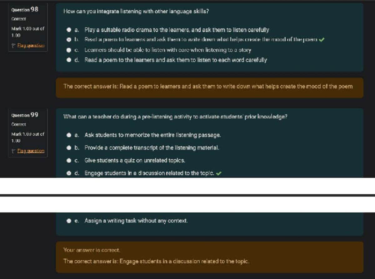 PES3701 Assignment 1 2024 - Question 98 How can you integrate listening ...