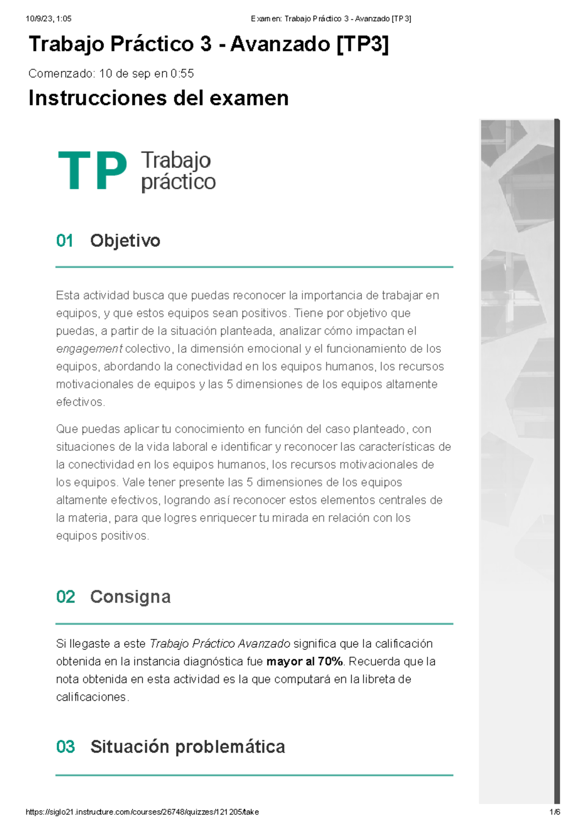 Examen Trabajo Práctico 3 - Avanzado [TP3] - Trabajo Práctico 3 - Avanzado [TP3] Comenzado: 10 ...