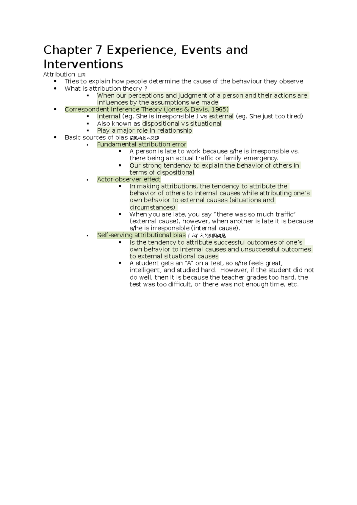 Psychology Chapter 7 - NOTES - Chapter 7 Experience, Events and ...