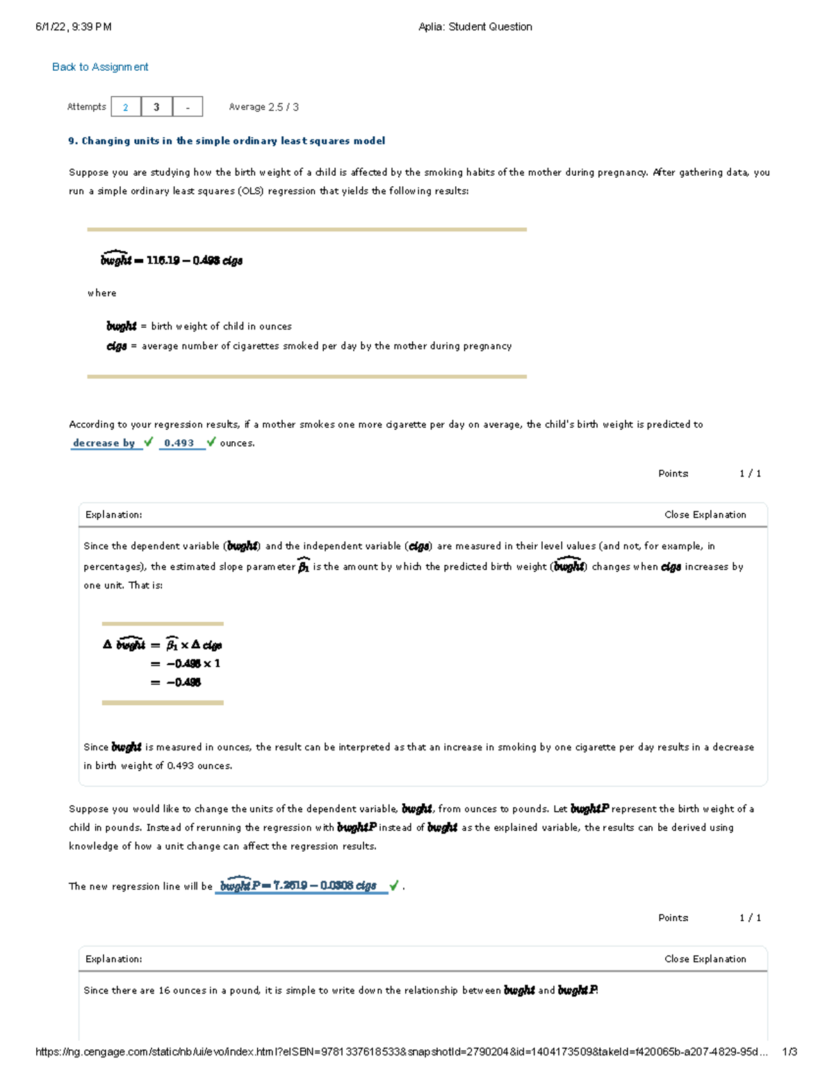 Mindtap assignment - chapter 1 to 7 - 6/1/22, 9:39 PM Aplia: Student Question - Studocu