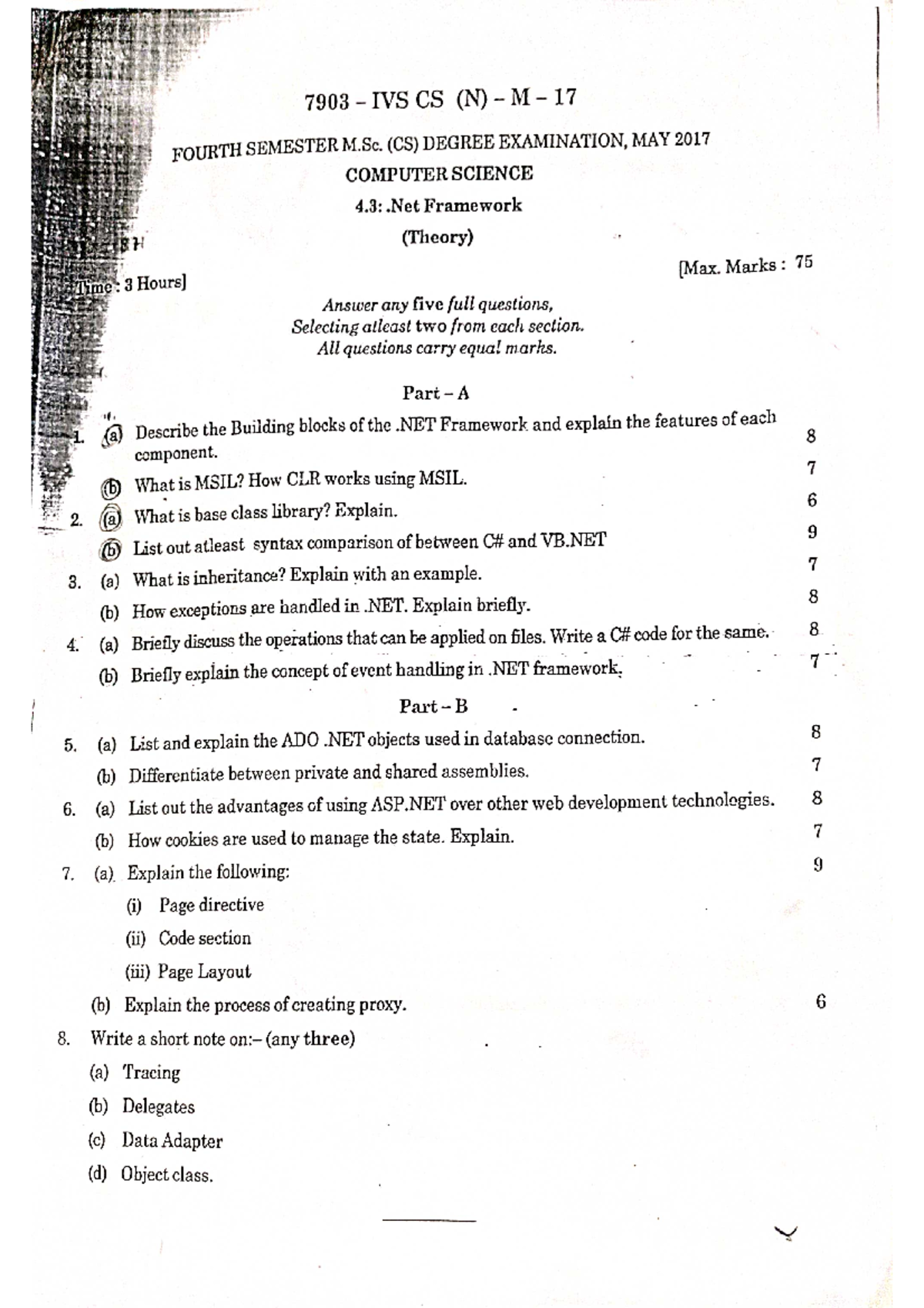 NET question paper - Computer Science - Studocu