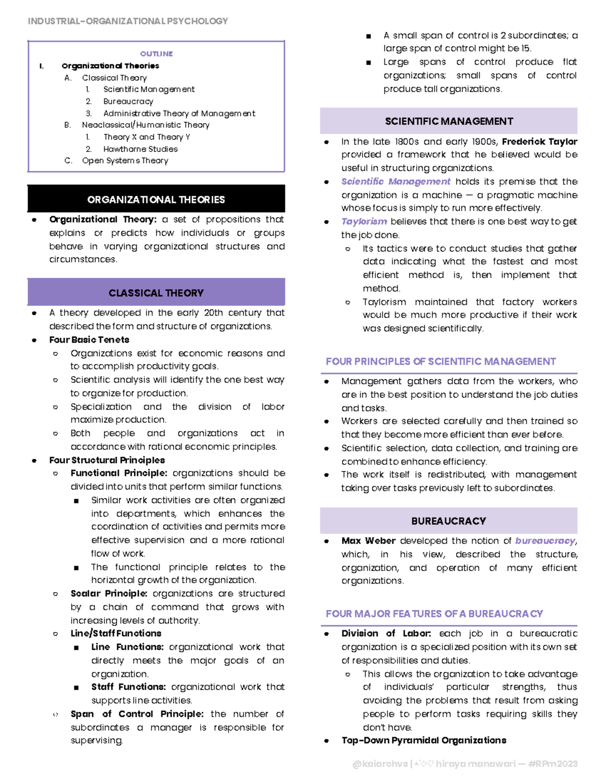 Organizational Theories - OUTLINE I. Organizational Theories A ...