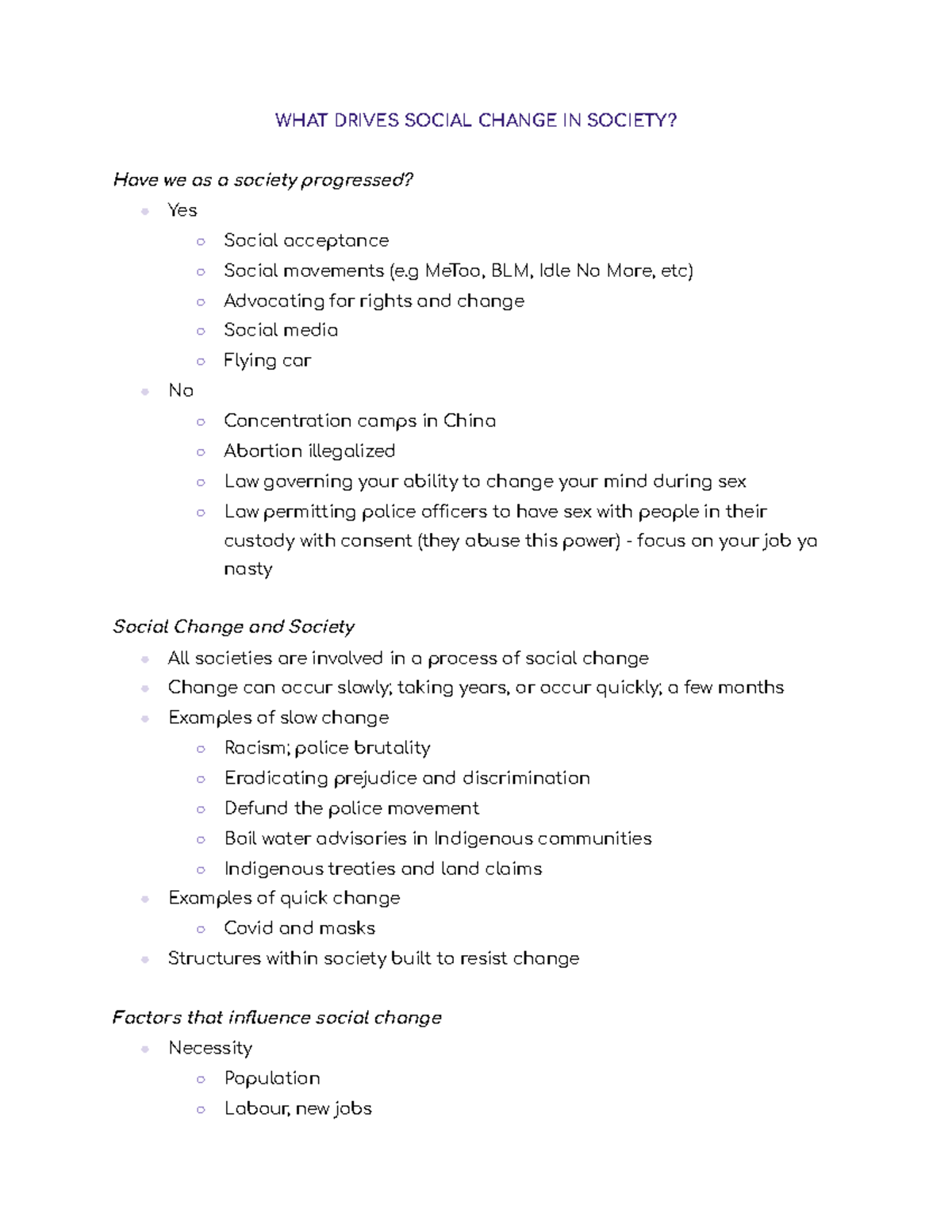 HSB4U Social Change - WHAT DRIVES SOCIAL CHANGE IN SOCIETY? Have we as ...