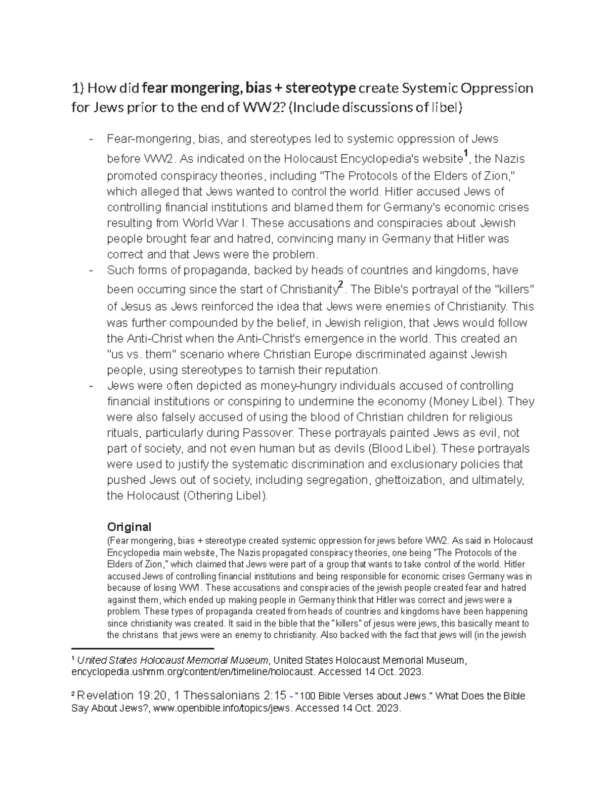 Systemic Oppression - Work for the class - 1) How did fear mongering ...