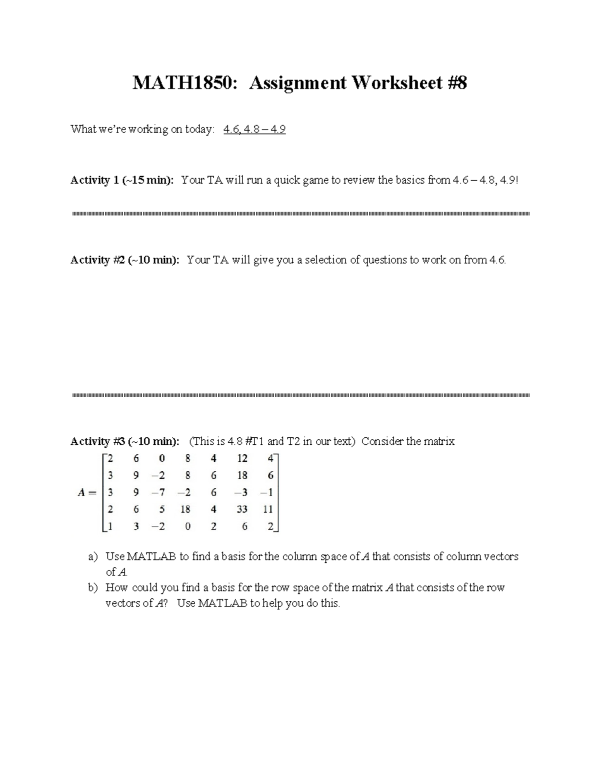 Tutorialworksheet 8NEW - MATH1850: Assignment Worksheet What we’re working on today: 4, 4 – 4 ...
